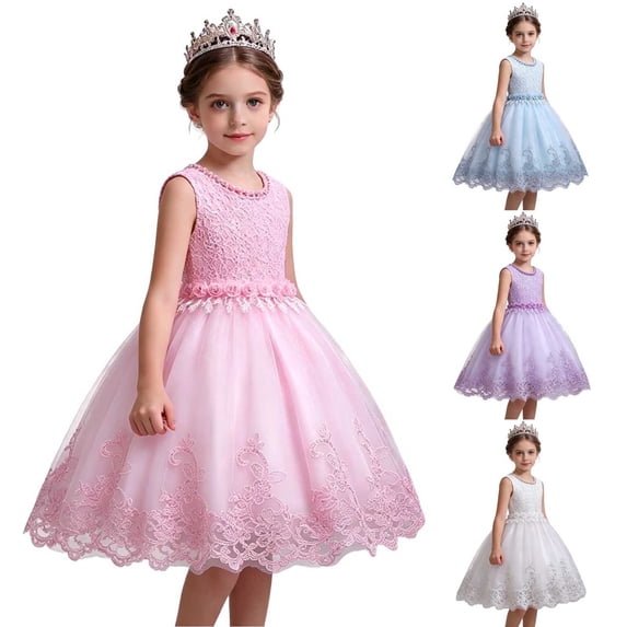 Antinious Girls Sleeveless Mesh Elegant Birthday Dresses - Walmart.com
