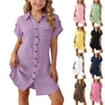 Antinious Girls Solid Comfortable Short Sleeve Button Pocket Shirts ...