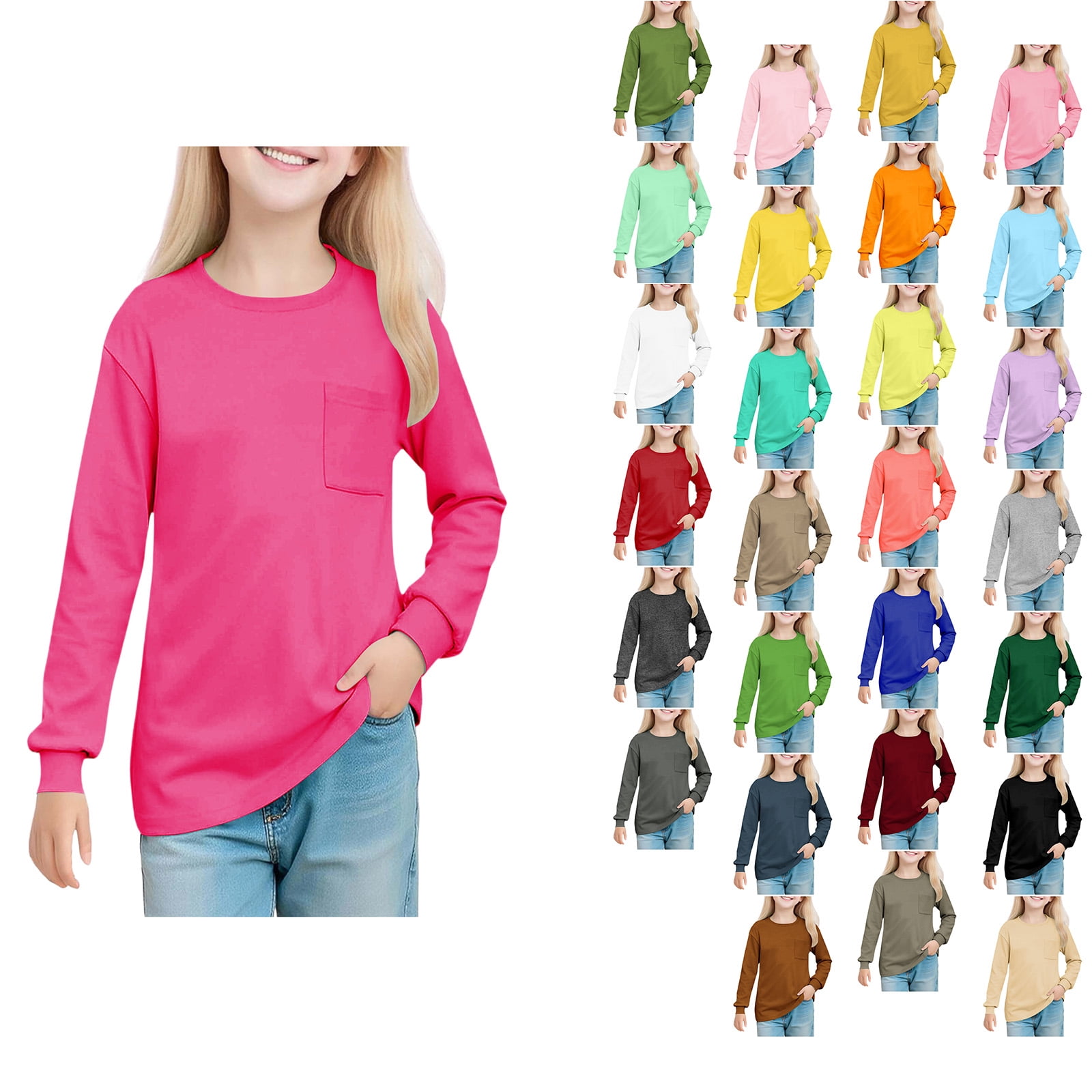 Antinious Girls Solid Long Sleeve Round Neck Trendy Loose Pullover ...