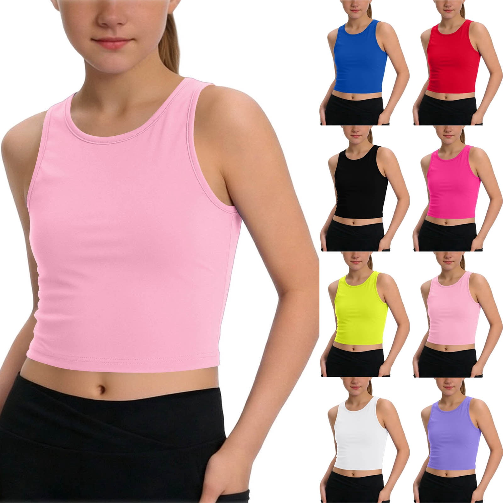 Antinious Girls Solid Racerback Round Neck Sleeveless Casual Pullover ...
