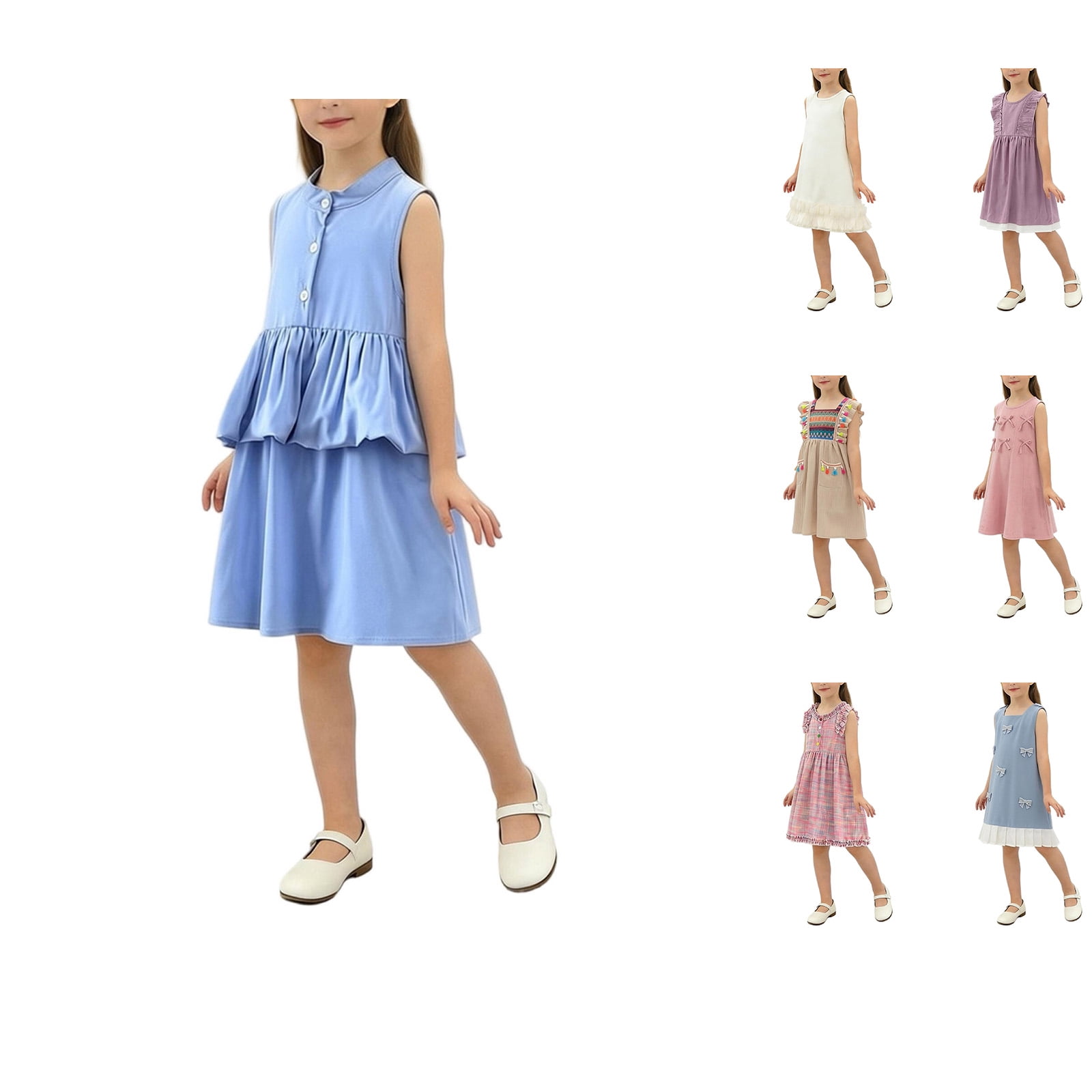 Antinious Girls Solid Round Neck Sleeveless Breathable Comfortable ...
