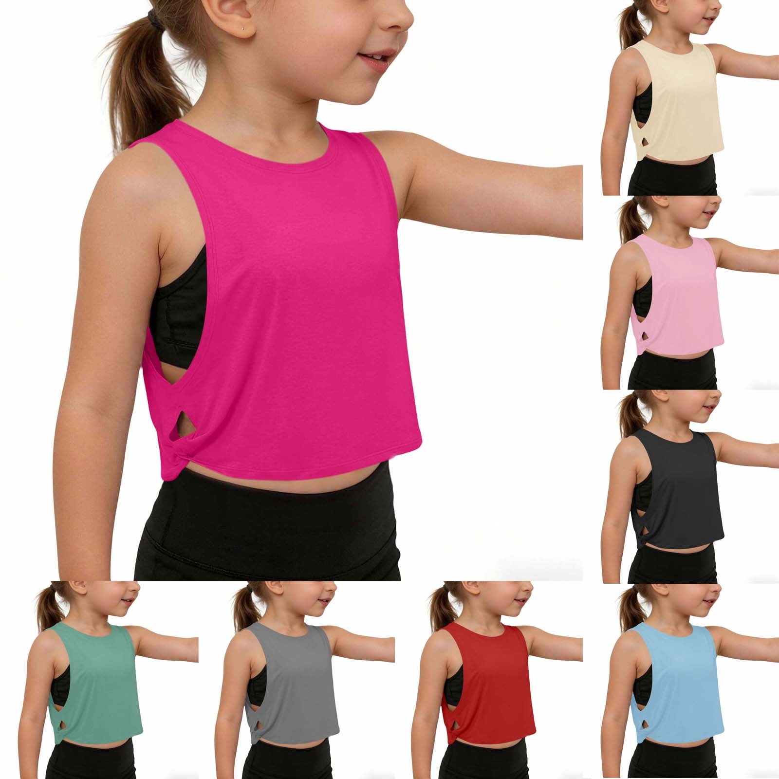 Antinious Girls Solid Side Cutout Casual Breathable Sleeveless Round ...