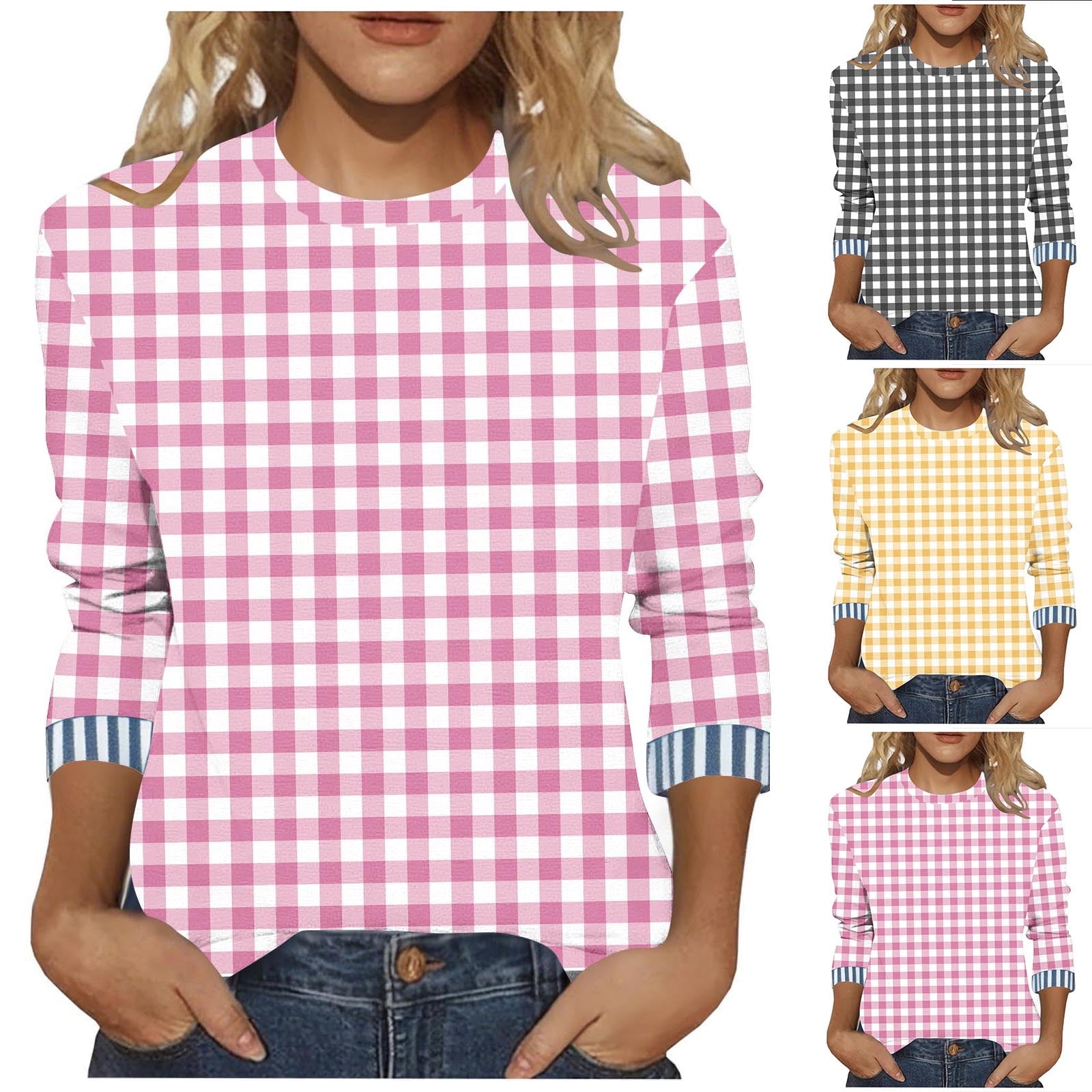 Antinious Ladies Fashion Daily Print V-Neck 3/4 Sleeve Plus Size Loose ...