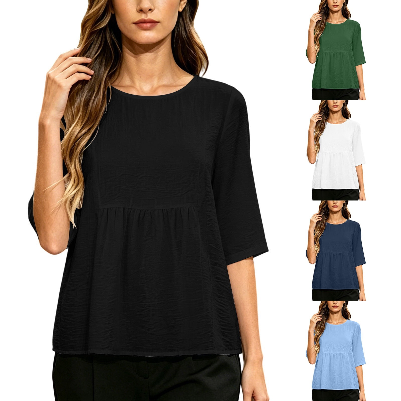 Antinious Ladies Loose Short Sleeve Round Neck Pullover Everyday Casual ...