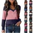 Antinious Ladies Patchwork Print V-Neck Regular Sleeve Button Cuff ...