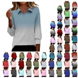 Antinious Ladies Plus Size Gradient Casual 3/4 Sleeve Round Neck ...