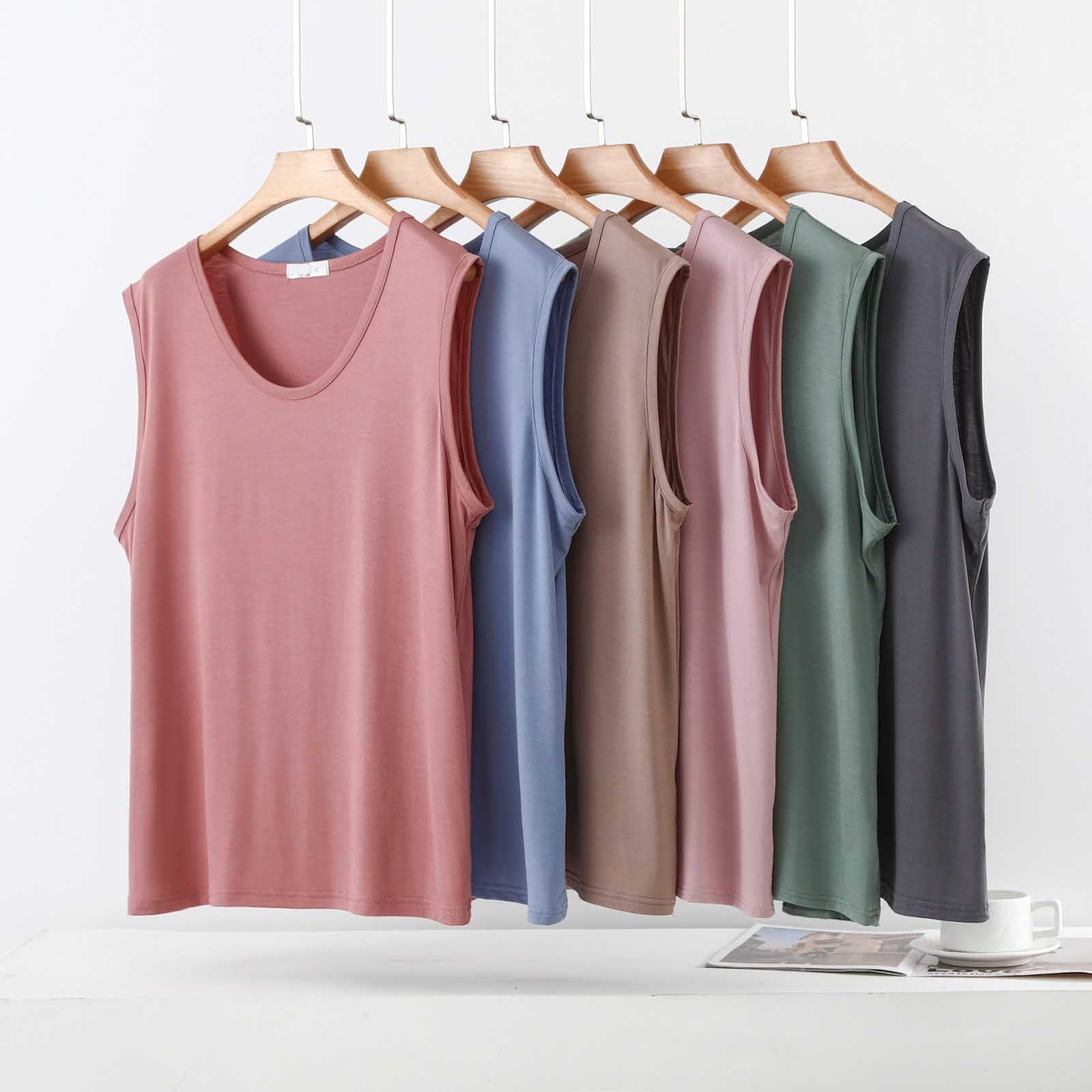 Antinious Ladies Plus Size Solid Loose Sleeveless Basic Daily Casual ...