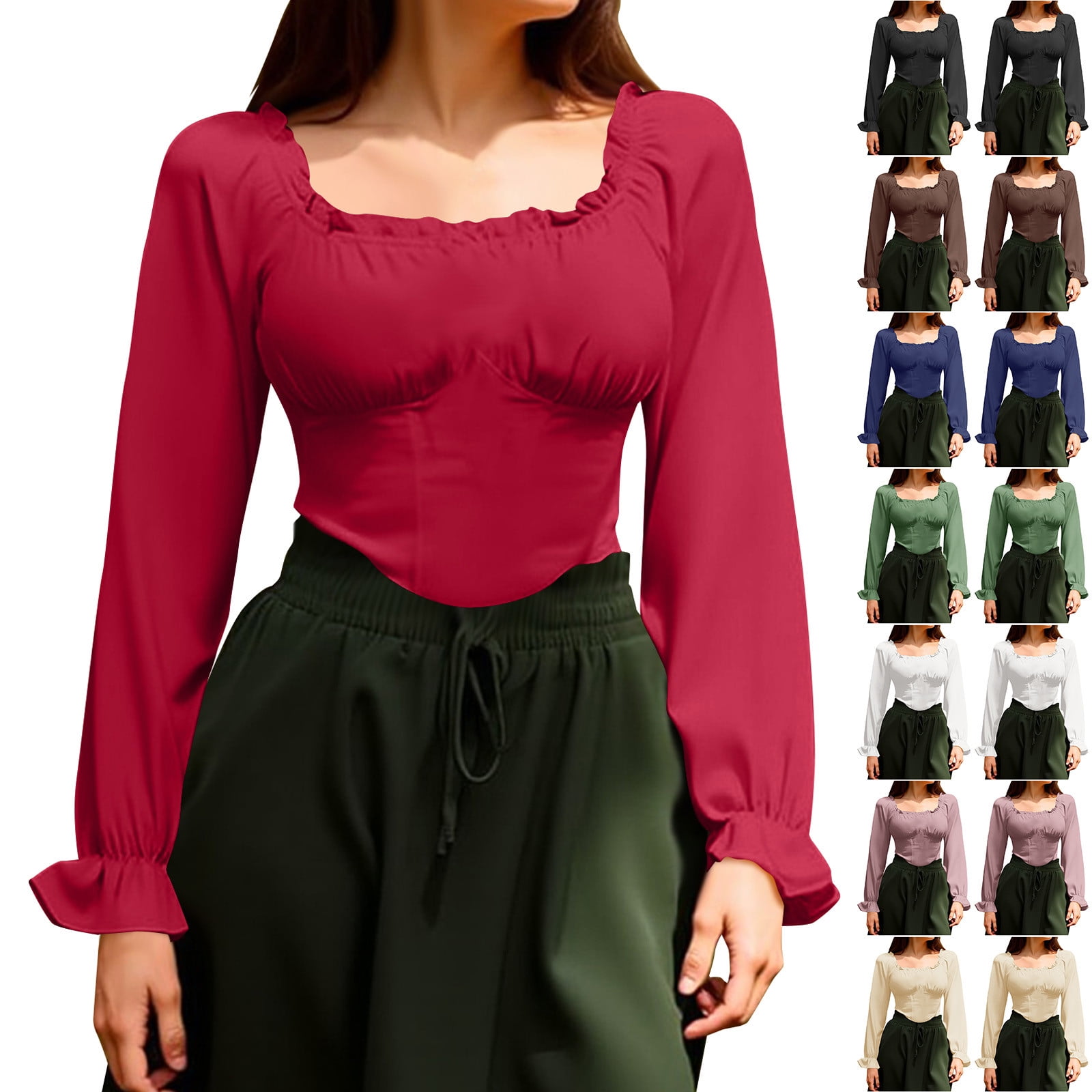 Antinious Ladies Renaissance Solid Long Sleeve Drawstring Off Shoulder ...