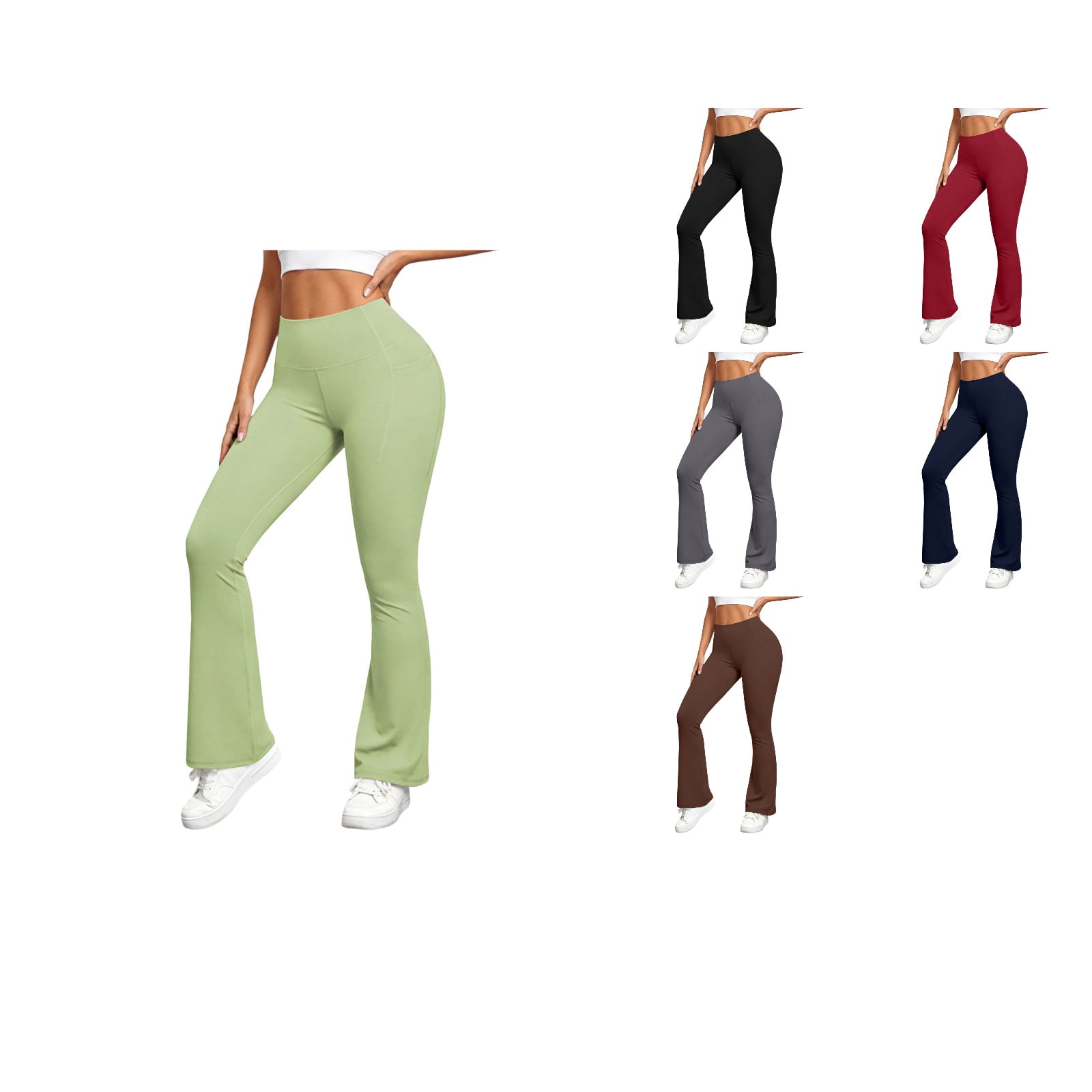 Antinious Ladies Solid High Waist Breathable Flare Stretch Workout Slim ...
