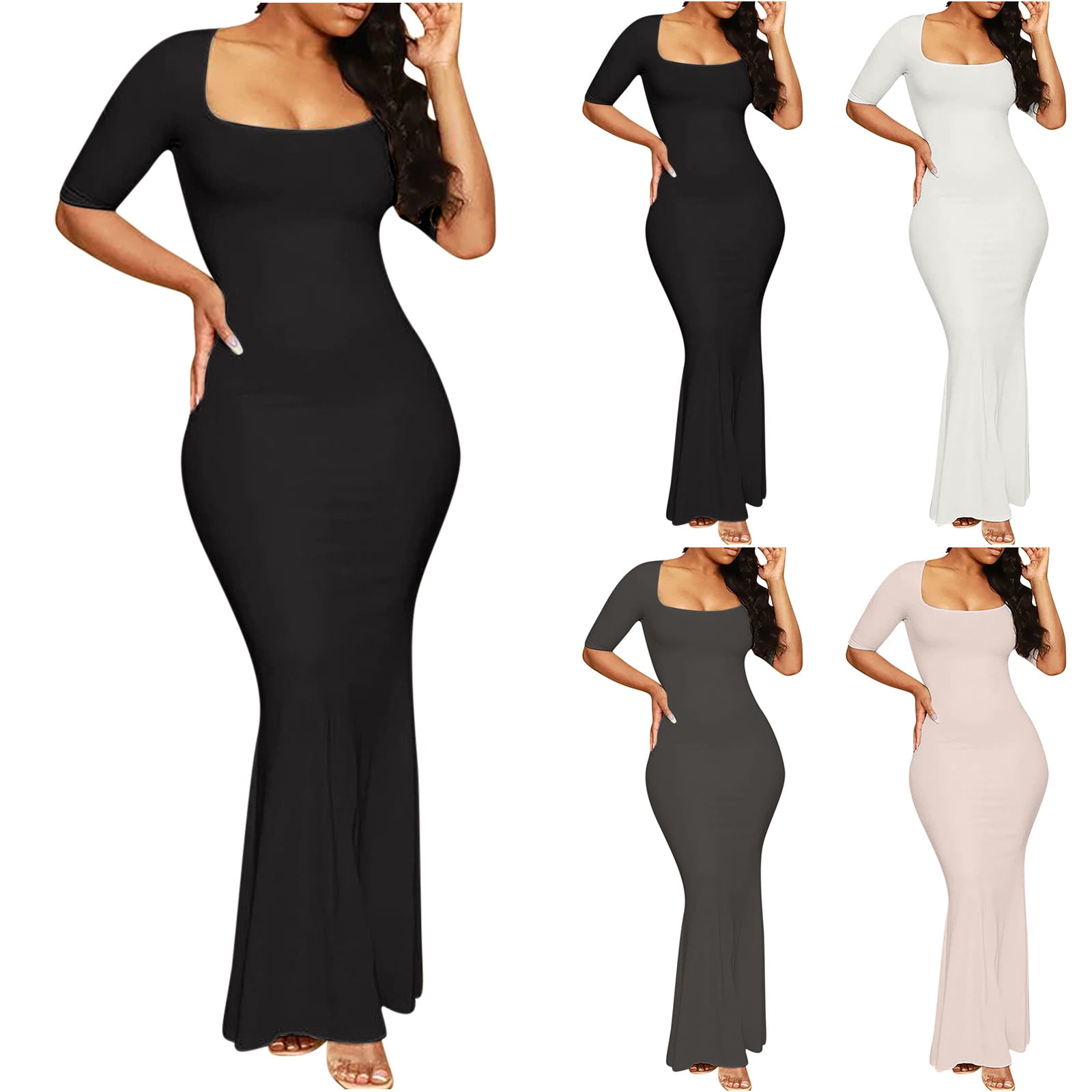 Antinious Party Dresses for Women Solid Collar A-line High Waist Slim ...