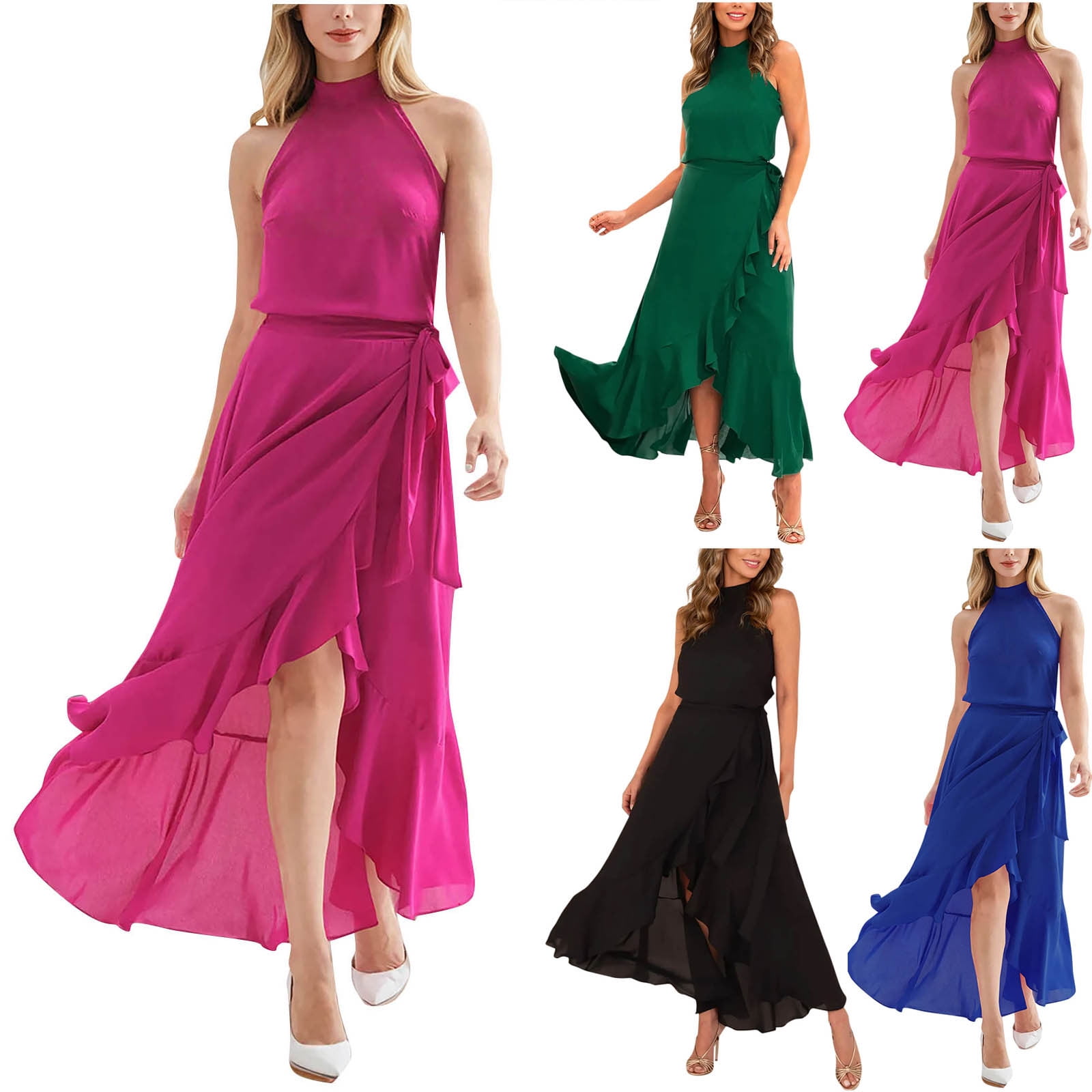 Antinious Party Dresses for Women Solid Sleeveless Round Neck Lace ...