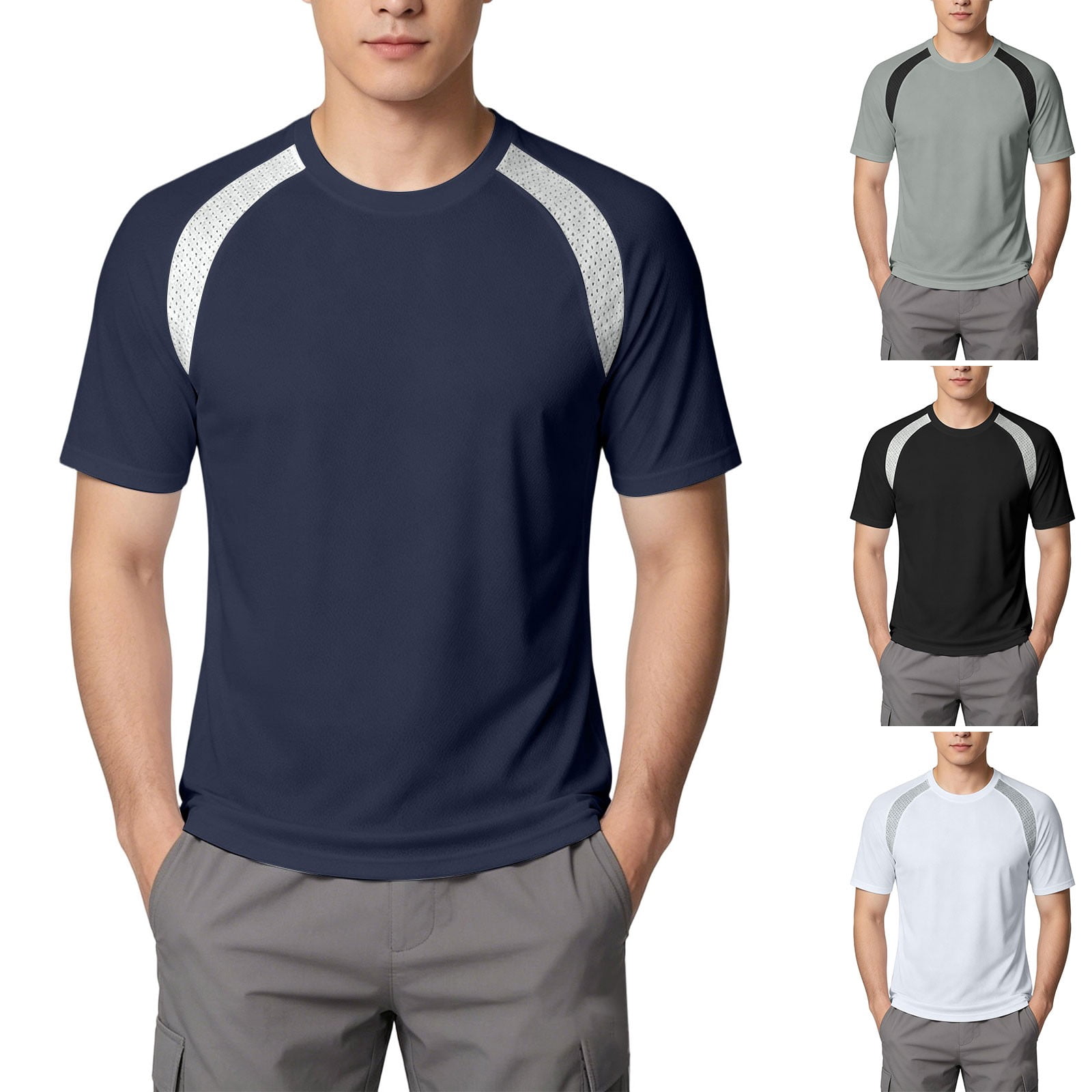 Antinious Men Breathable Round Neck Short Sleeve Loose Workout Outdoor ...