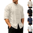Antinious Men Ethnic Button Collared Short Sleeve Loose Trendy ...