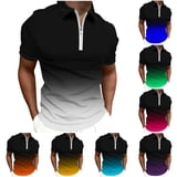Antinious Men Gradient Zip Round Neck Raglan Short Sleeve Workout ...