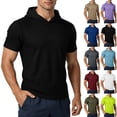 Antinious Men Mesh Hooded Short Sleeve Breathable Fitness Loose T ...
