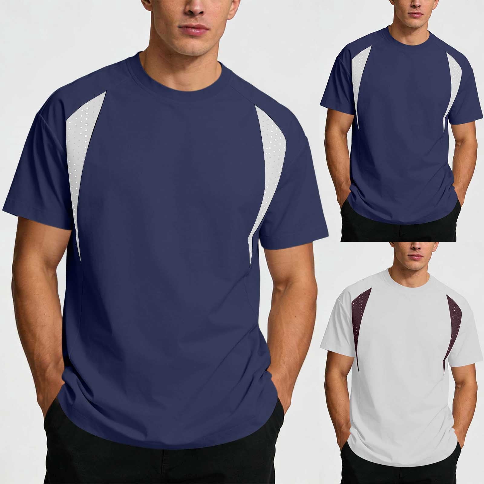 Antinious Men Patch Round Neck Pullover Short Sleeve Trendy Breathable ...