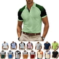 Antinious Men Patchwork Button Short Sleeve Collar Breathable Running ...