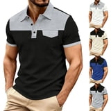Antinious Men Patchwork Collar Short Sleeve Trendy Versatile T-Shirts ...