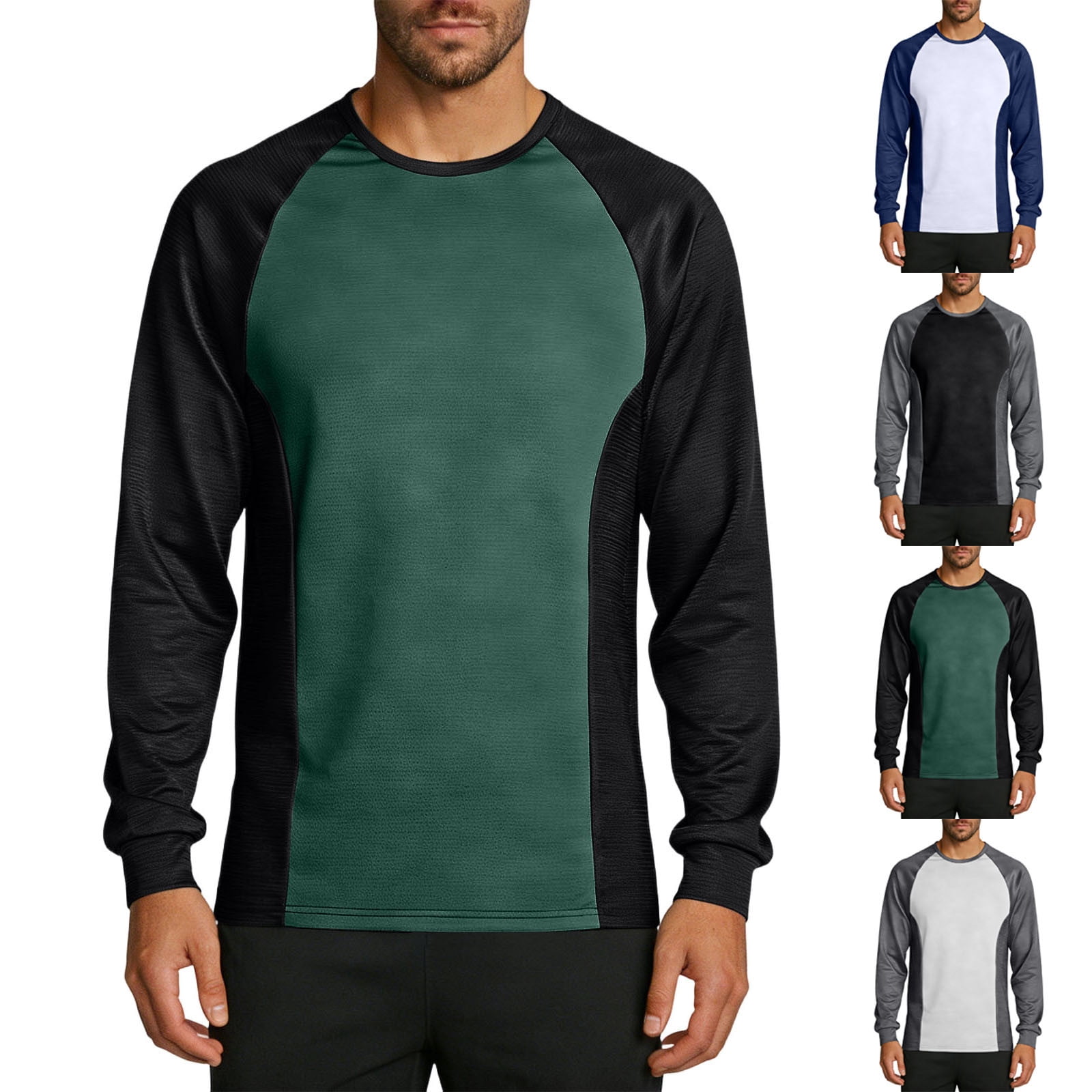 Antinious Men Patchwork Round Neck Long Sleeve Basketball Running ...