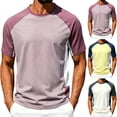 Antinious Men Patchwork Round Neck Short Sleeve Breathable Daily Casual ...