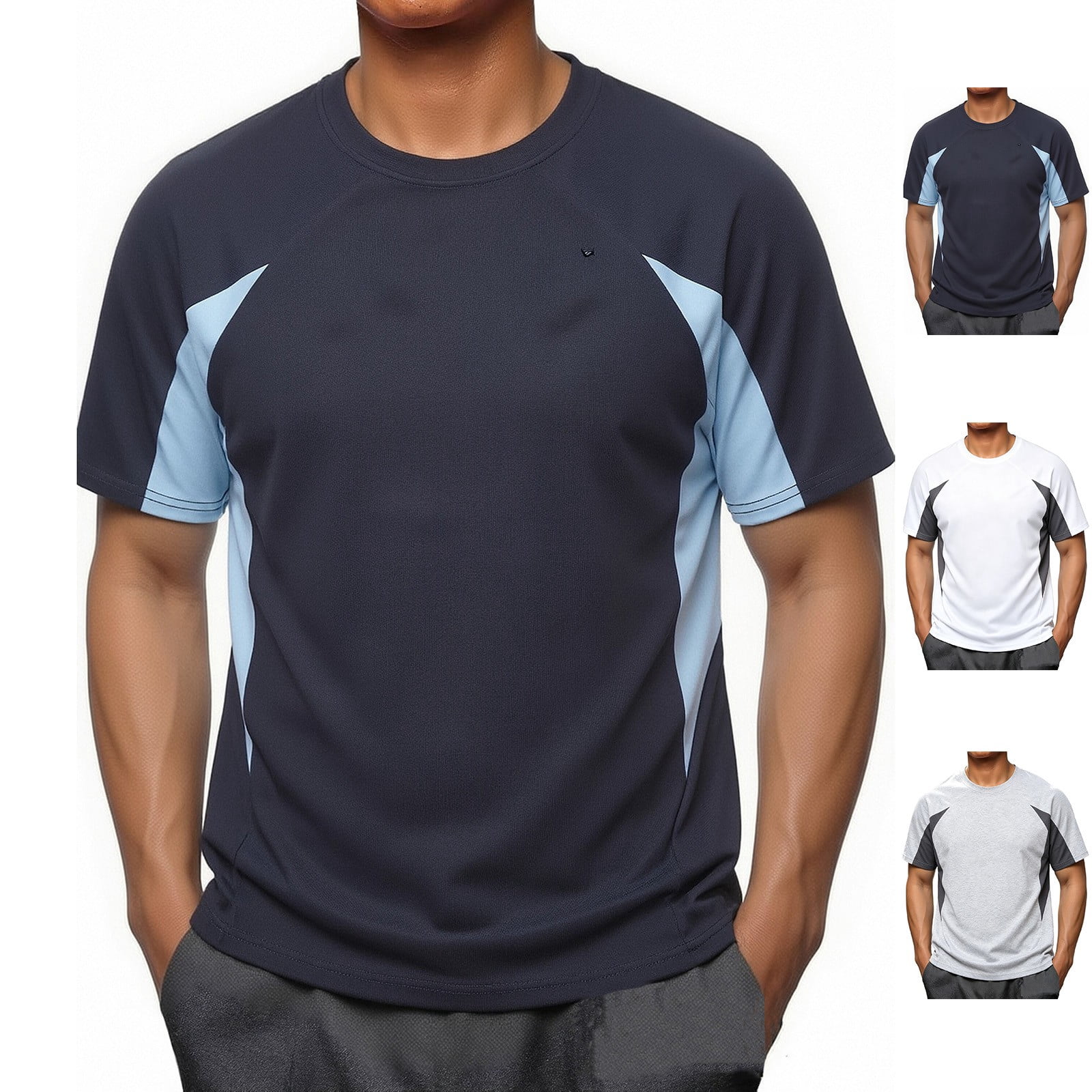 Antinious Men Patchwork Soft Fabric Trendy Casual Short Sleeve T-Shirts ...