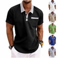 Antinious Men Patchwork Texture Half Button Pockets Collar Short Sleeve ...
