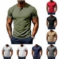 Antinious Men Solid Button Round Neck Pullover Short Sleeve Breathable ...