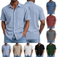 Antinious Men Solid Collar Button Pockets Short Sleeve Trendy ...