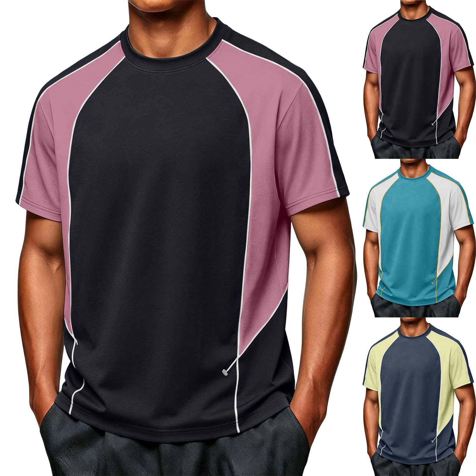 Antinious Men Solid Cool Feel Breathable Short Sleeve Workout T-Shirts ...