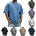 Antinious Men Solid Corduroy Round Neck Short Sleeve Loose Workout ...