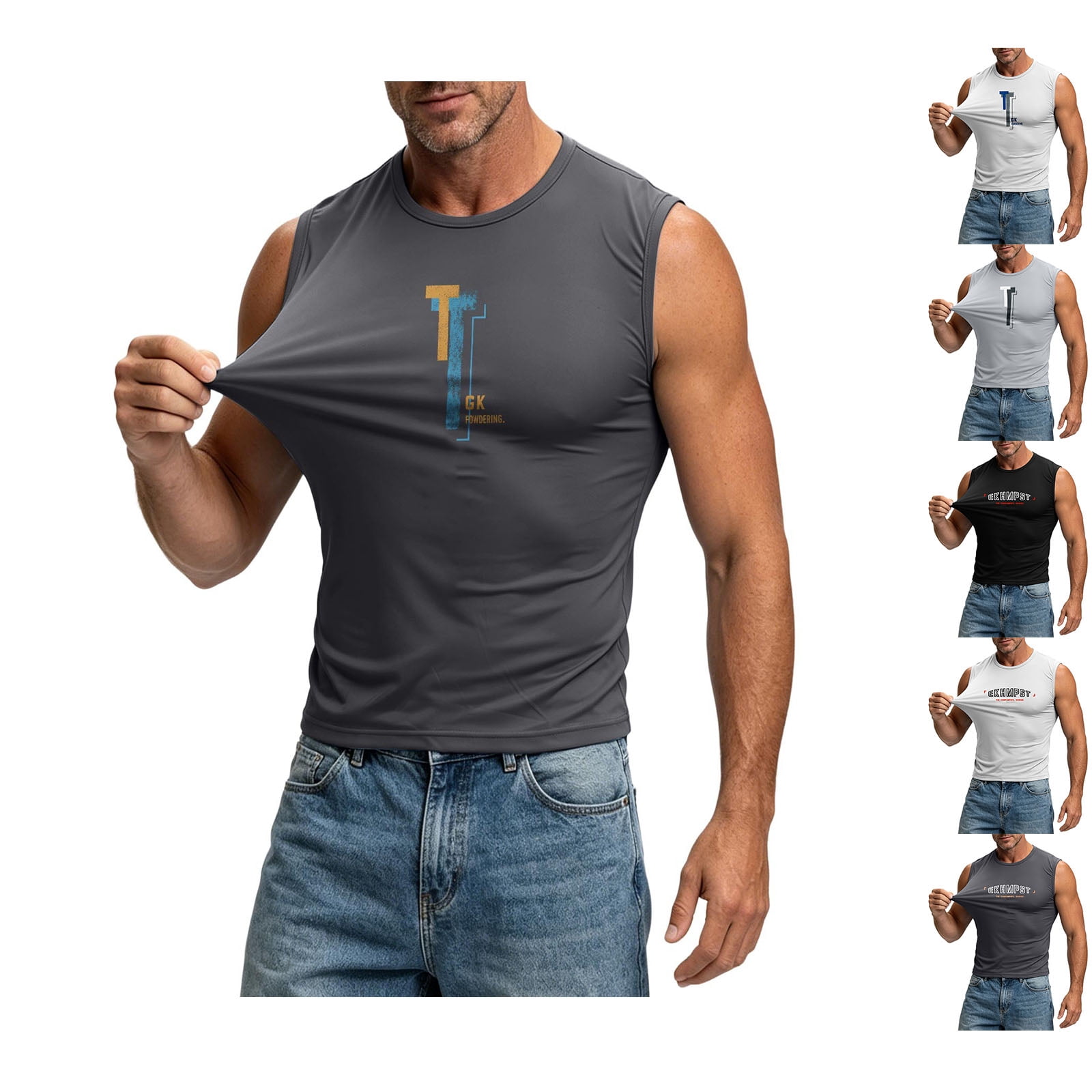 Antinious Men Solid Fitness Round Neck Sleeveless Loose Basketball ...