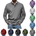 Antinious Men Solid Half Button Collar Long Sleeve Loose Daily Casual ...