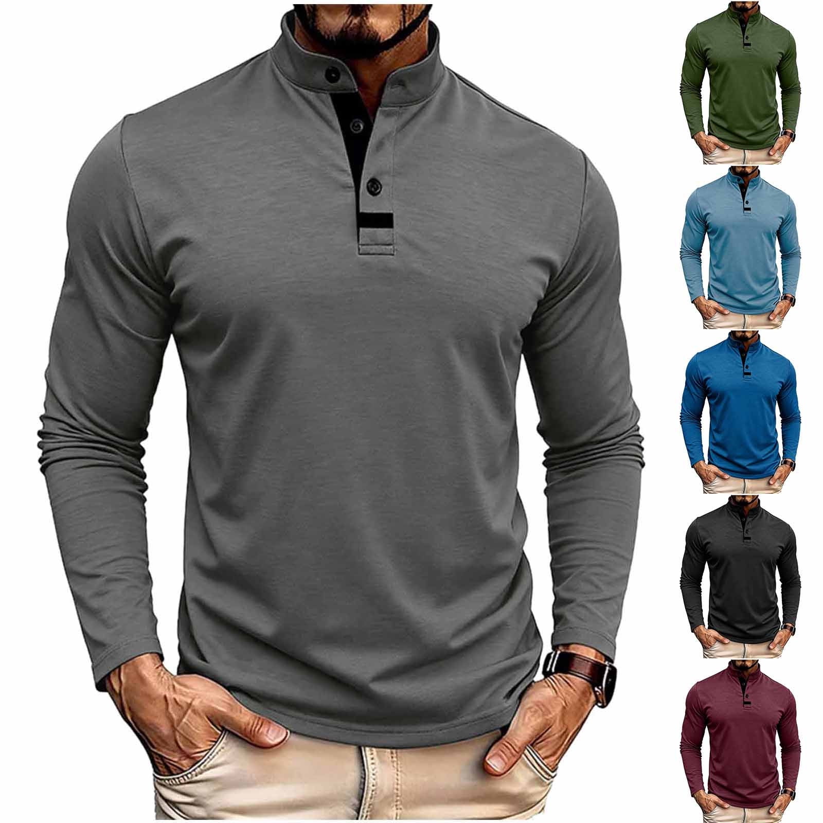 Antinious Men Solid Half Button Collar Short Sleeve Loose Outdoor ...