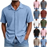 Antinious Men Solid Half Button Collared Pullover Long Sleeve Loose ...