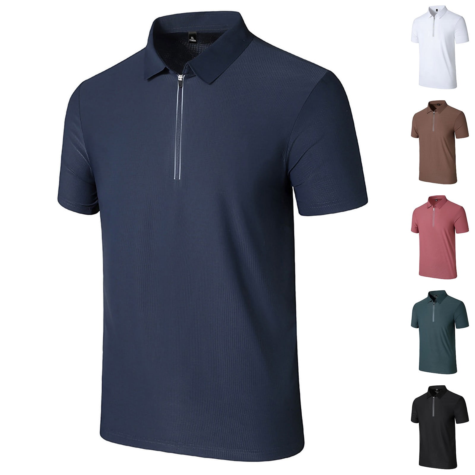 Antinious Men Solid Half Zip Collar Short Sleeve Breathable Versatile ...