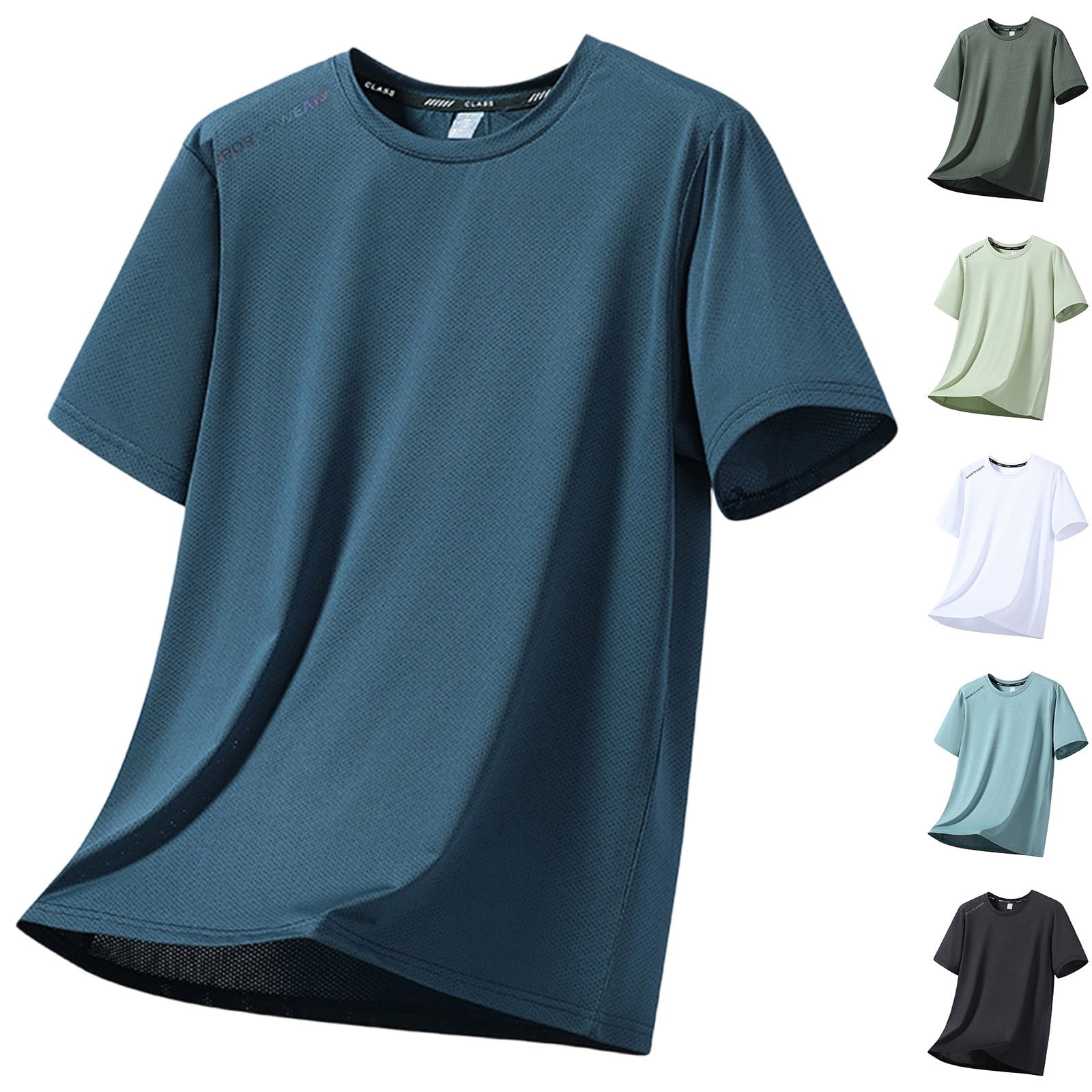 Antinious Men Solid Ice Silk Breathable Round Neck Short Sleeve Plus ...