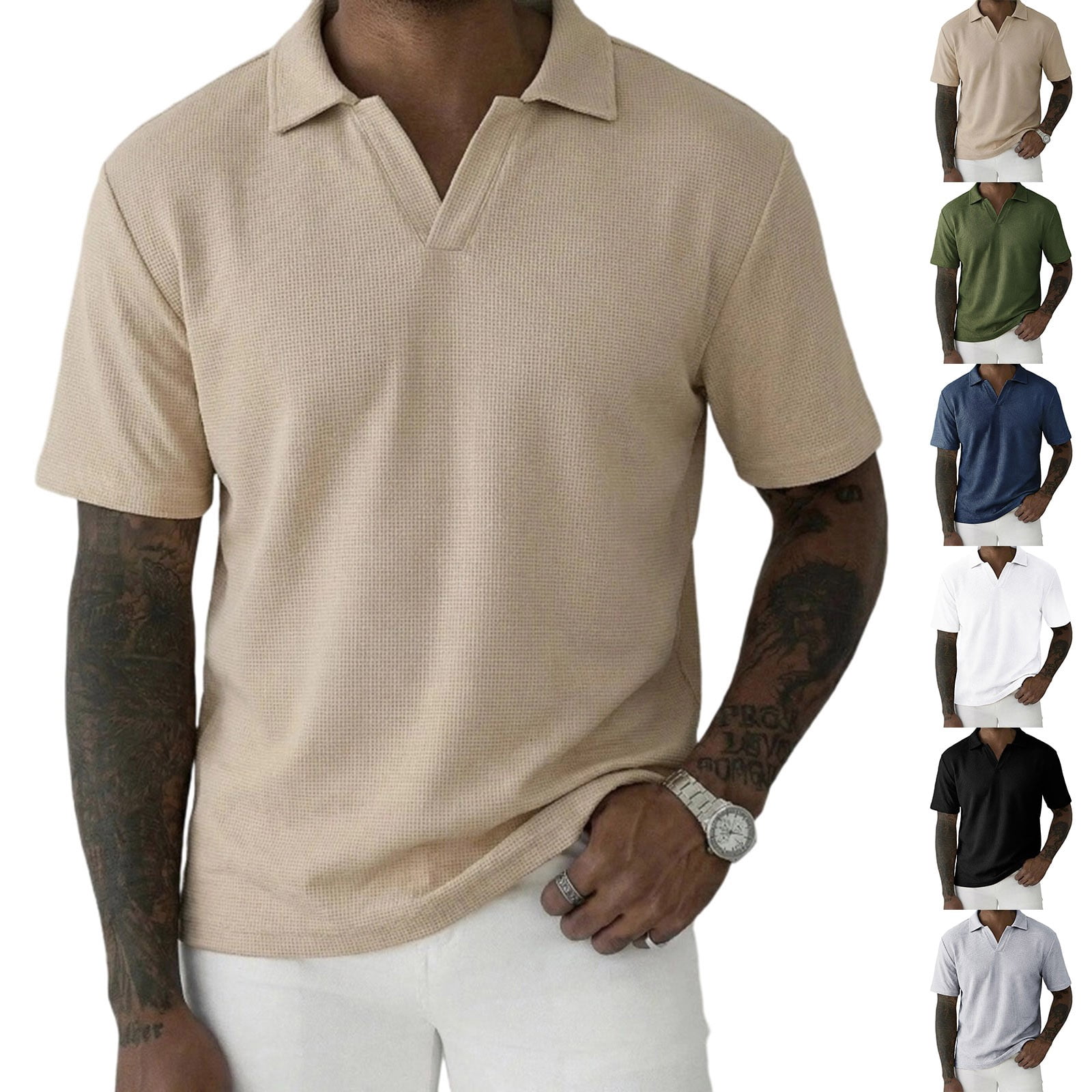 Antinious Men Solid Ice Silk Texture Collar Short Sleeve Breathable ...