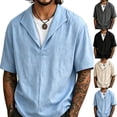 Antinious Men Solid Layered Button Collar Short Sleeve Daily Loose ...