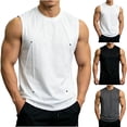 Antinious Men Solid Patch Line Round Neck Sleeveless Breathable Workout ...