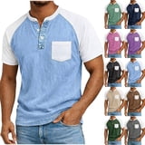 Antinious Men Solid Pockets Button Fashion Round Neck Short Sleeve ...