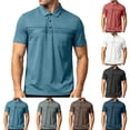 Antinious Men Solid Pockets Collar Short Sleeve Breathable Loose Daily ...