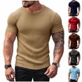Antinious Men Solid Rib Round Neck Short Sleeve Workout Running Loose ...
