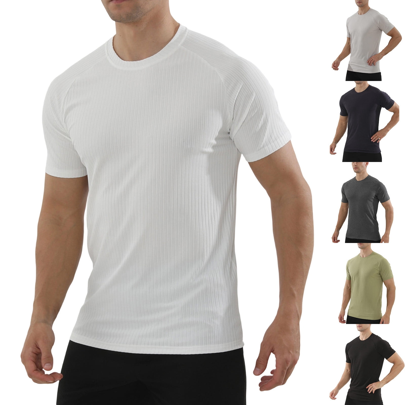 Antinious Men Solid Round Neck Drop Shoulder Stripe Short Sleeve T ...