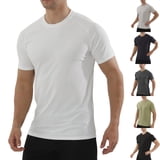 Antinious Men Solid Round Neck Drop Shoulder Stripe Short Sleeve T ...