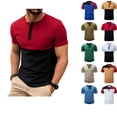 Antinious Men Solid Round Neck Pockets Button Pullover Short Sleeve ...