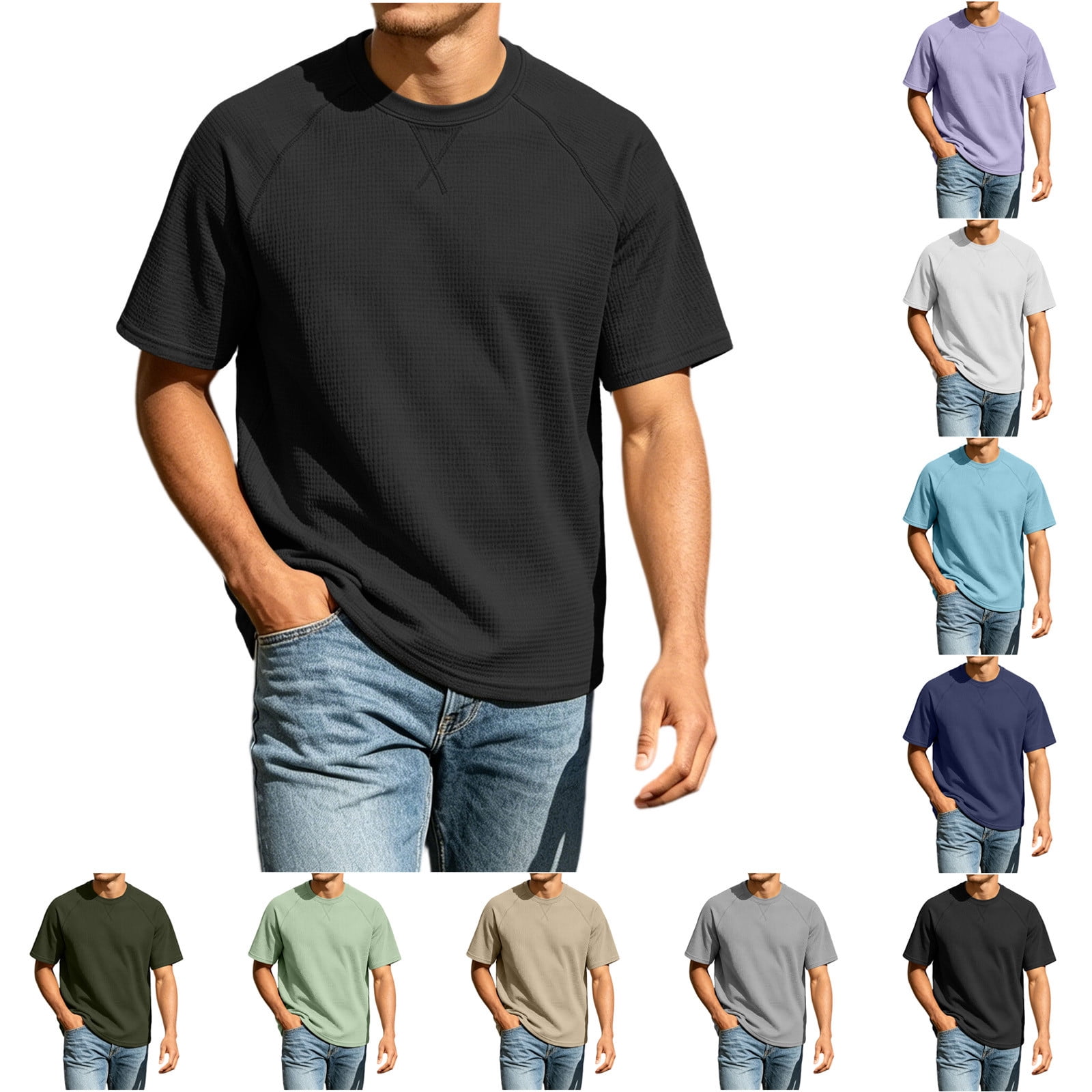 Antinious Men Solid Round Neck Pullover Short Sleeve Breathable Fitness ...