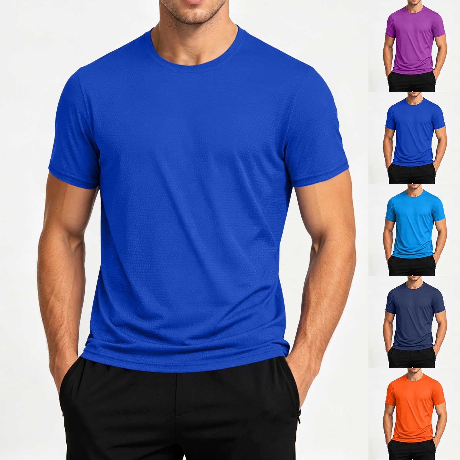 Antinious Men Solid Round Neck Pullover Short Sleeve Daily Breathable ...