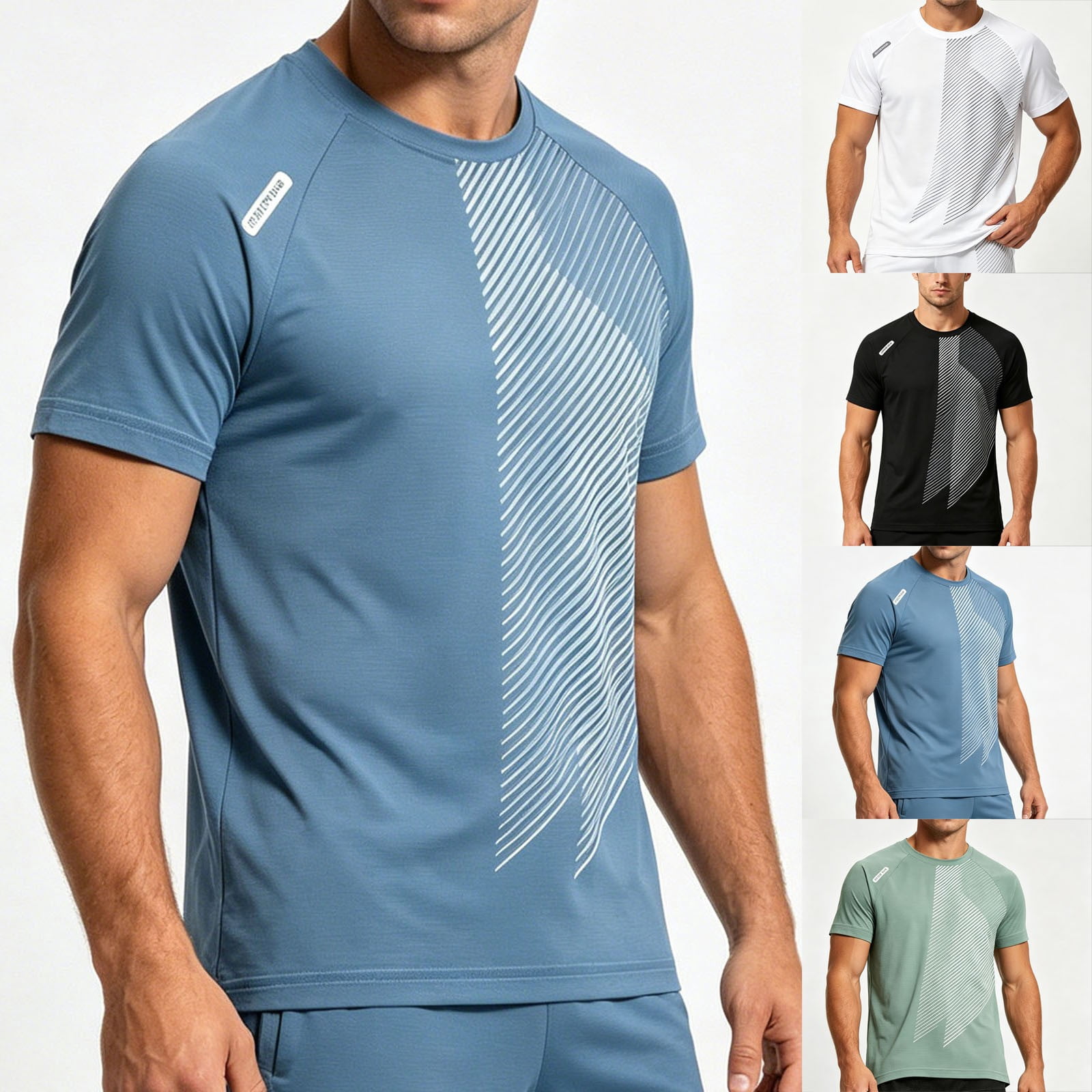 Antinious Men Solid Round Neck Short Sleeve Breathable Workout Running ...