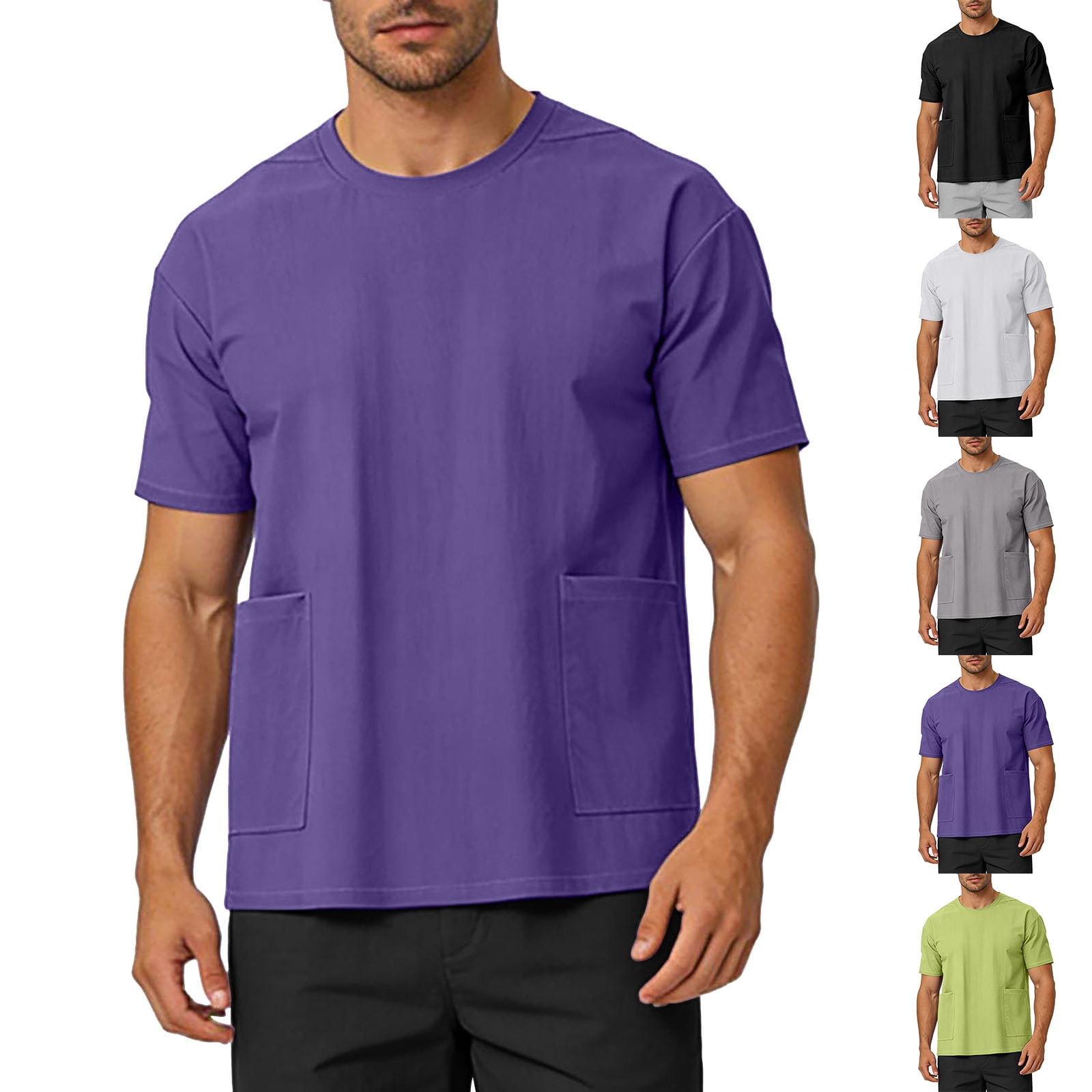 Antinious Men Solid Round Neck Short Sleeve Loose Oversized Training ...