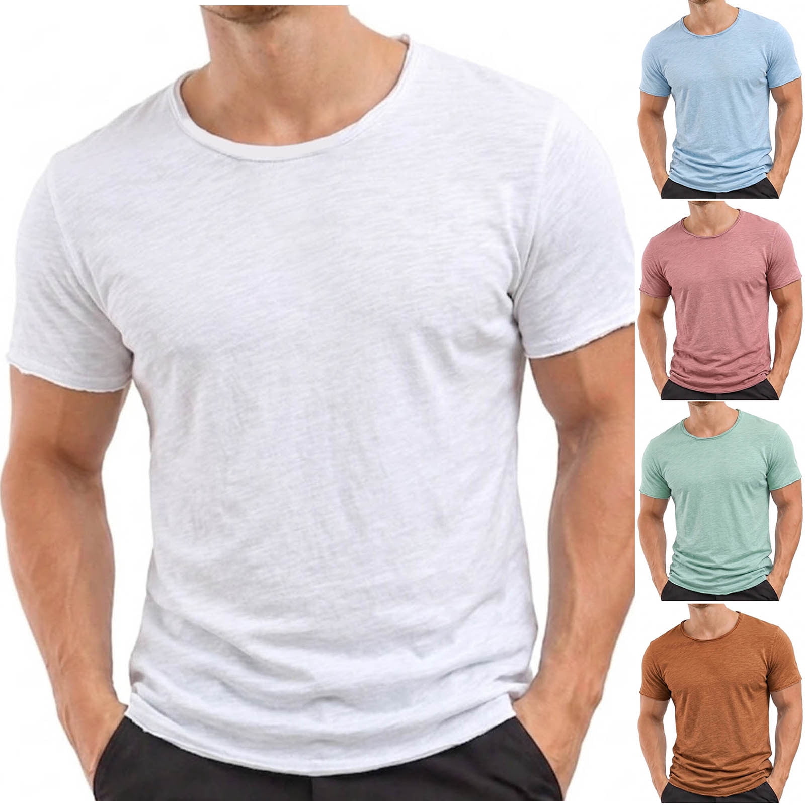 Antinious Men Solid Round Neck Short Sleeve Loose Oversized Work ...
